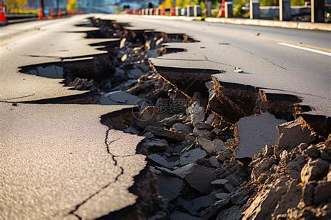 地震中开裂的路面高清图片下载 正版图片600447301 摄图网