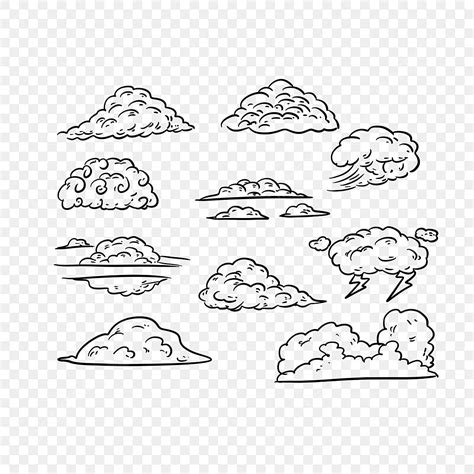 손으로 그린 라인 길조 구름 일러스트 손으로 그린 구름 샹윤 Png 일러스트 및 Psd 이미지 무료 다운로드 Pngtree