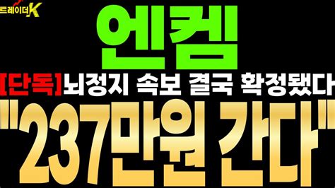 엔켐 대응전략 단독 뇌정지 속보 결국 확정됐다 237만원 간다 Youtube