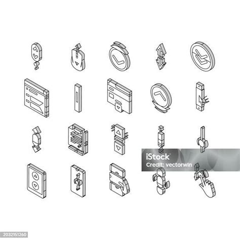 Scroll Computer Mouse Cursor Isometric Icons Set Vector Stock