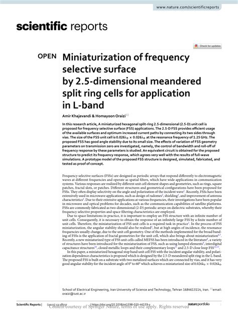 Pdf Miniaturization Of Frequency Selective Surface By 25 Dimensional Meandered Split Ring
