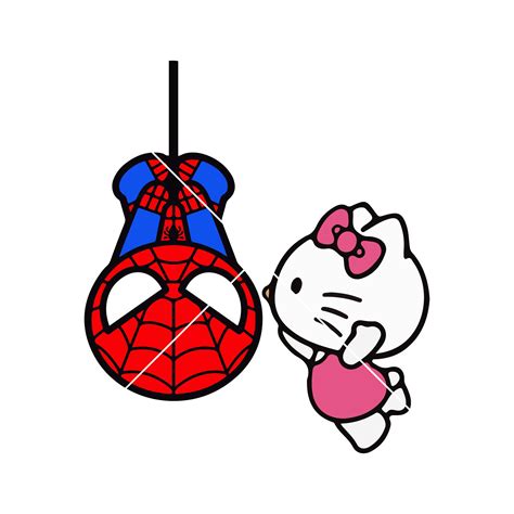 Spider Man Hello Kitty Kissing Pegatinas Bonitas Dibu