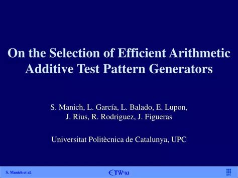 Ppt On The Selection Of Efficient Arithmetic Additive Test Pattern Generators Powerpoint