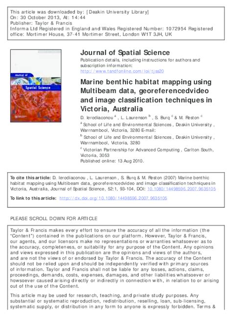 Pdf Marine Benthic Habitat Mapping Using Multibeam Data Georeferencedvideo And Image
