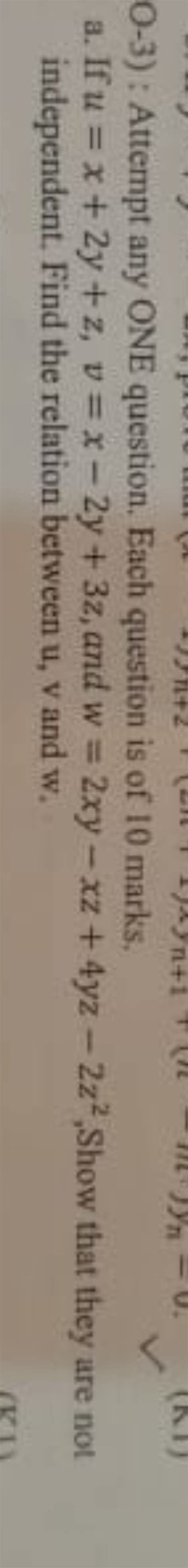 O 3 Attempt Any One Question Each Question Is Of 10 Marksa If Ux