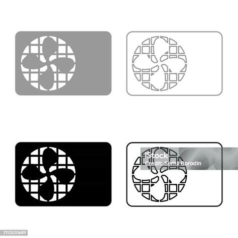 에어컨 팬 장비 시스템 세트 아이콘 회색 검은 색 벡터 일러스트 레이 션 이미지 솔리드 채우기 윤곽선 윤곽선 얇은 평면 스타일 0명에 대한 스톡 벡터 아트 및 기타 이미지