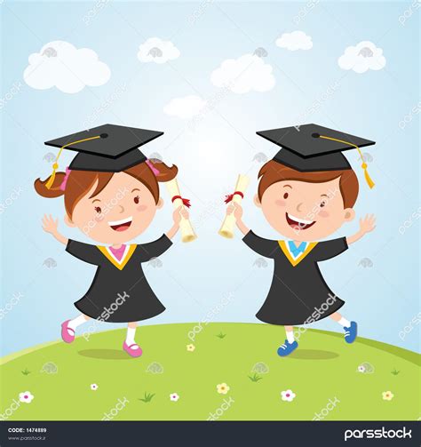 بچه های فارغ التحصیل مبارک بچه های کوچک برای جشن گرفتن روز فارغ