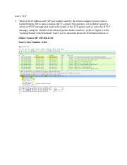 Lab 3 TCP Lab 3 TCP 1 What Is The IP Address And TCP Port Number Used By The Client Computer