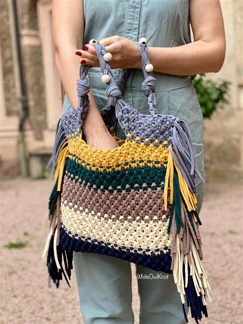 DIY PDF Pattern Macrame Bag DIY Macrame Shoulder Bag Boho Etsy