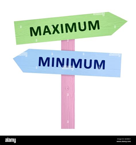 Signpost With Maximum And Minimum Arrows Pointing In Different Directions On White Background