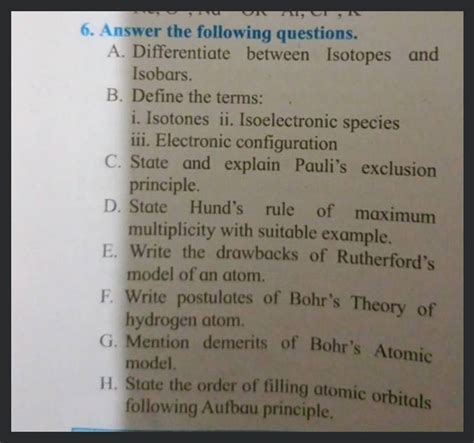 6 Answer The Following Questions A Differentiate Between Isotopes And