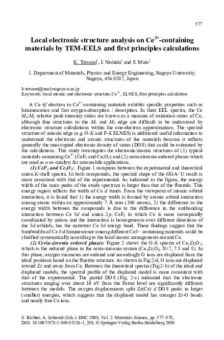 Pdf Local Electronic Structure Analysis On Ce3 Containing Materials