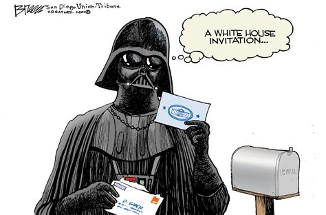 Political Cartoon Us President Trump White House Invites Darth Vader