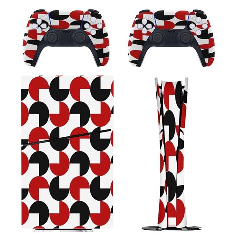 Geometric Retro Style Black Red White Ps5ps5 Props5 Slim Digital Disc