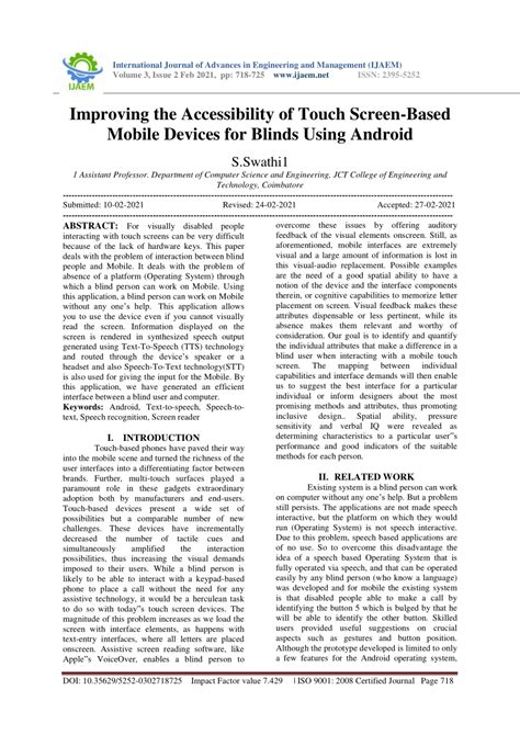 Pdf Improving The Accessibility Of Touch Screen Based Mobile Devices