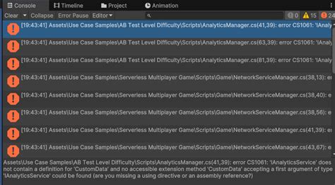 Unity Gaming Services Use Cases Error Cs1061 Với Analyticsservice