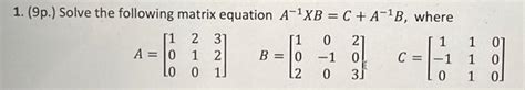 solved 1 9p solve the following matrix equation