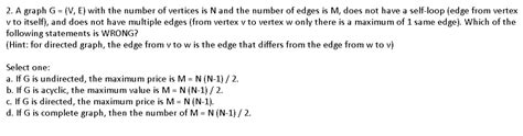 Solved 1 The Following Unweighted Directed Graph Is Given