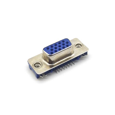 Slim D Sub Hdr15 Pin Female Ra Though Hole Connector 3 Rows Front 7 Behind 8