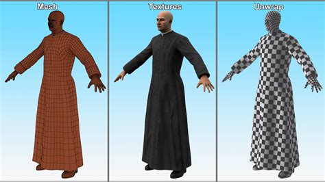 3d Catholic Priest A Pose Turbosquid 2320890
