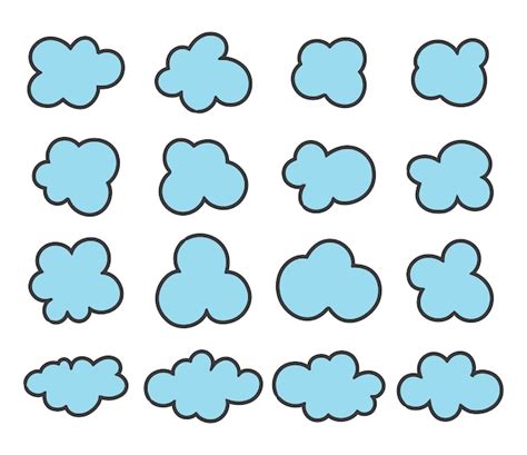구름 낙서 예술 장식 벡터 일러스트 레이 션의 집합 프리미엄 벡터