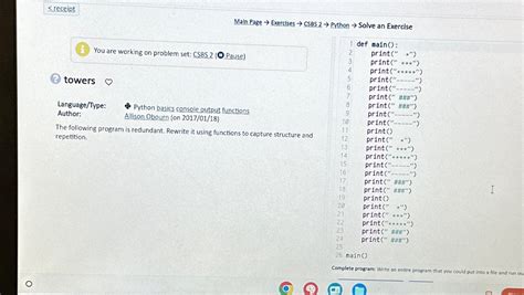 solved ≤ ﻿receipt ﻿main page → ﻿exerclses → csbs 2→ ﻿python