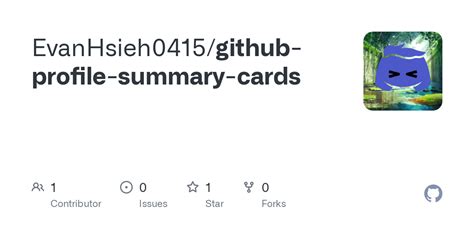 Github Evanhsieh0415github Profile Summary Cards