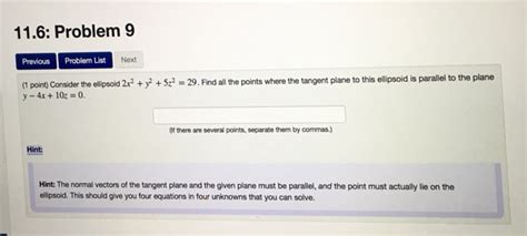 solved 11 6 problem 9 previousproblem list next 1 point