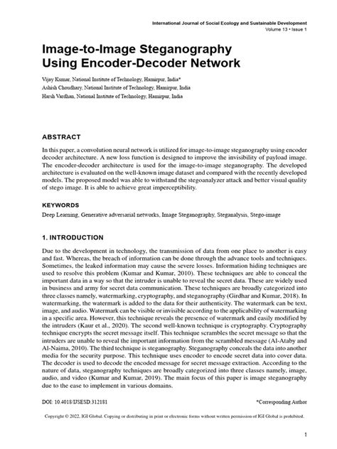 Image To Image Steganography Using Encoder Decoder Pdf Applied