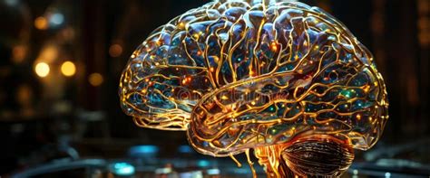 Detailed Ai Generated Brain With Glowing Neural Network Stock Illustration Illustration Of