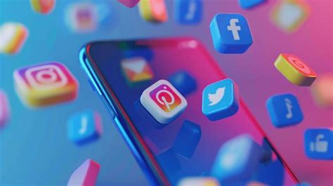 Social Media Icons Floating Around Smartphone Premium Ai Generated Image