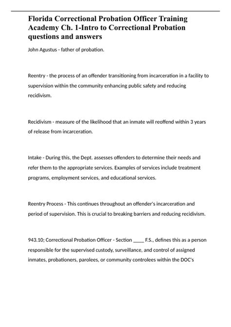 Florida Correctional Probation Officer Training Academy Ch 1 Intro To