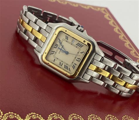 Cartier Panthere Jumbo One Row In Gold Two Tone 30mm Quartz Mens Watch
