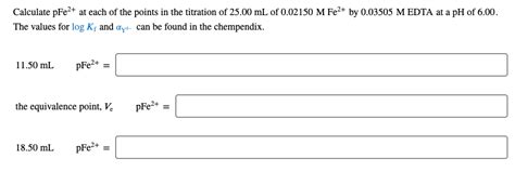 solved calculate pfe2 at each of the points in the