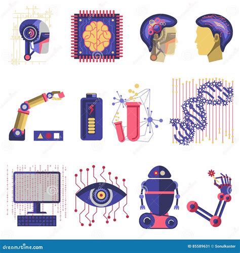 Artificial Intelligence Vector Illustration Stock Vector Illustration Of Humanoid Data 85589631
