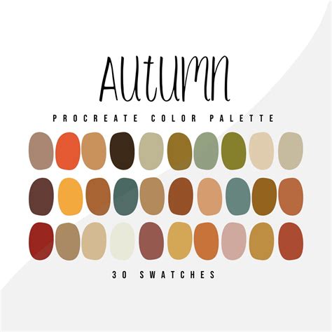 Autumn Procreate Color Palette Etsy