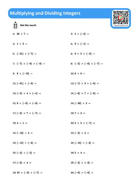 Multiplying And Dividing Integers Steps Examples And Questions Worksheets Library