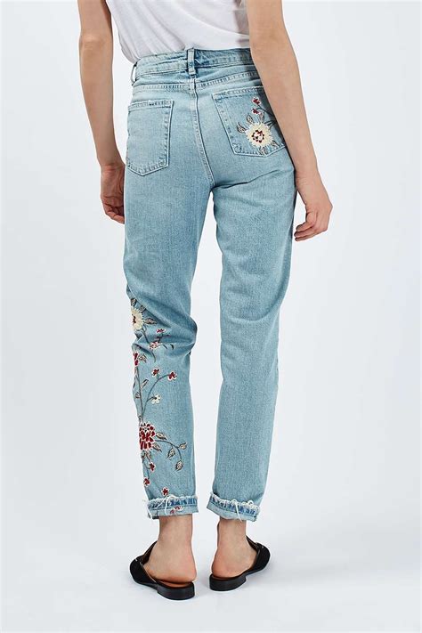 Moto Floral Embroidered Mom Jeans Topshop Outfit Embroidered Mom