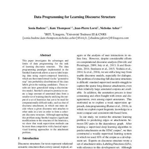 Data Programming For Learning Discourse Structure Acl Anthology