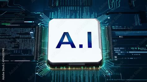 Motherboard Cpu Processor Microchip With Ai Starting Digitalization Of Artificial Intelligence