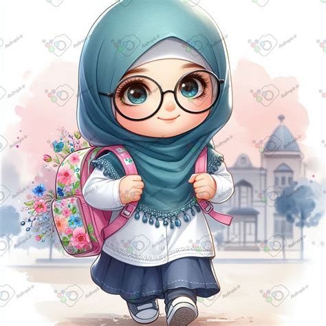 بک گراند کودکانه دانش آموز ناز با حجاب با کوله در راه مدرسه کد 43701 ویژه عکس گراف عکس گراف