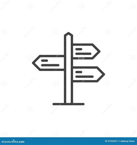 Signpost Pointer Line Icon Outline Vector Sign Stock Vector Illustration Of Travel Design