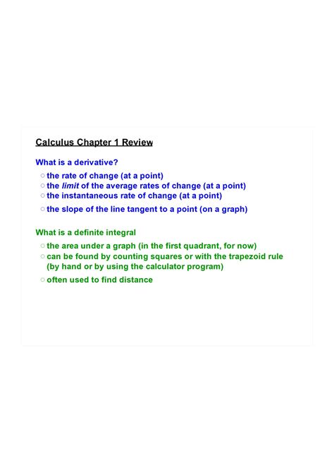 SOLUTION Calculus Chapter 1 Review With Answers Studypool