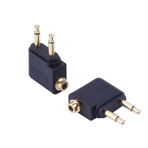 飛機耳機轉接頭 航空耳機轉換插頭 3 5mm飛機專用 音頻轉接頭 鍍金公轉母座 蝦皮購物