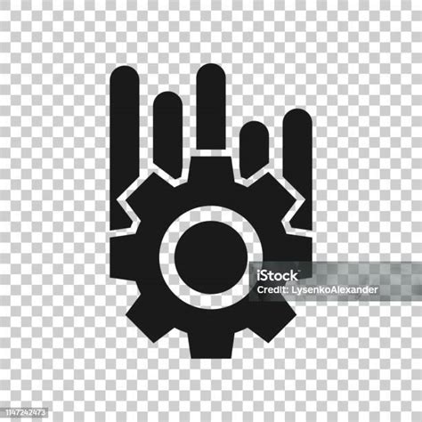 투명 한 스타일의 작업 프로젝트 아이콘입니다 격리 된 배경에 기어 프로세스 벡터 일러스트 기술 생산 비즈니스 개념입니다 개선에