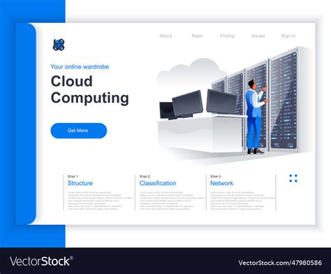 Cloud Computing Isometric Landing Page Royalty Free Vector