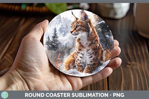 Winter Wild Cats Serval Cat Round Coaster Sublimation Coaste