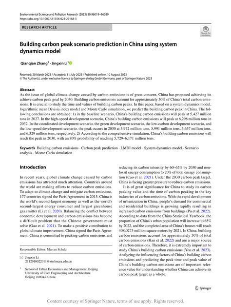 Building Carbon Peak Scenario Prediction In China Using System Dynamics Model