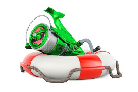 Spinning Reel Inside Lifebelt 3d Rendering Stock Illustration