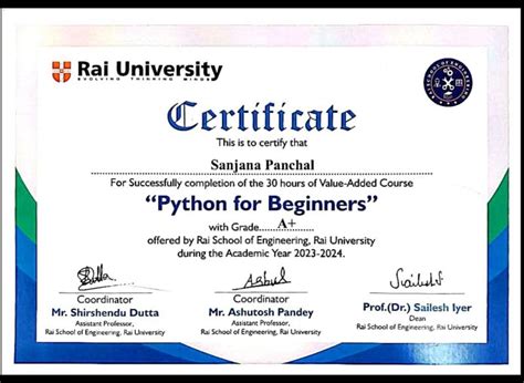 I Am Excited To Share That I Have Successfully Completed The Python For Beginners Course